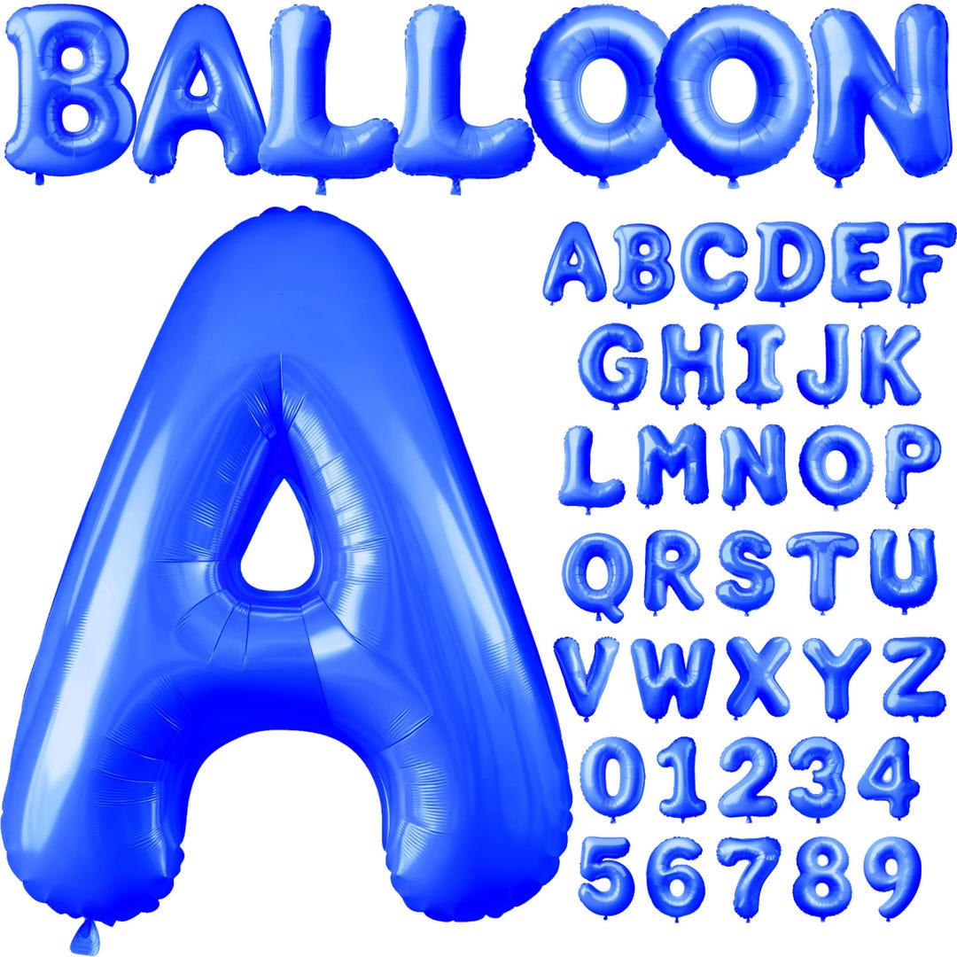 Blue Balloon PNG Letters, Transparent Background, Balloon Alphabet, PNG ...