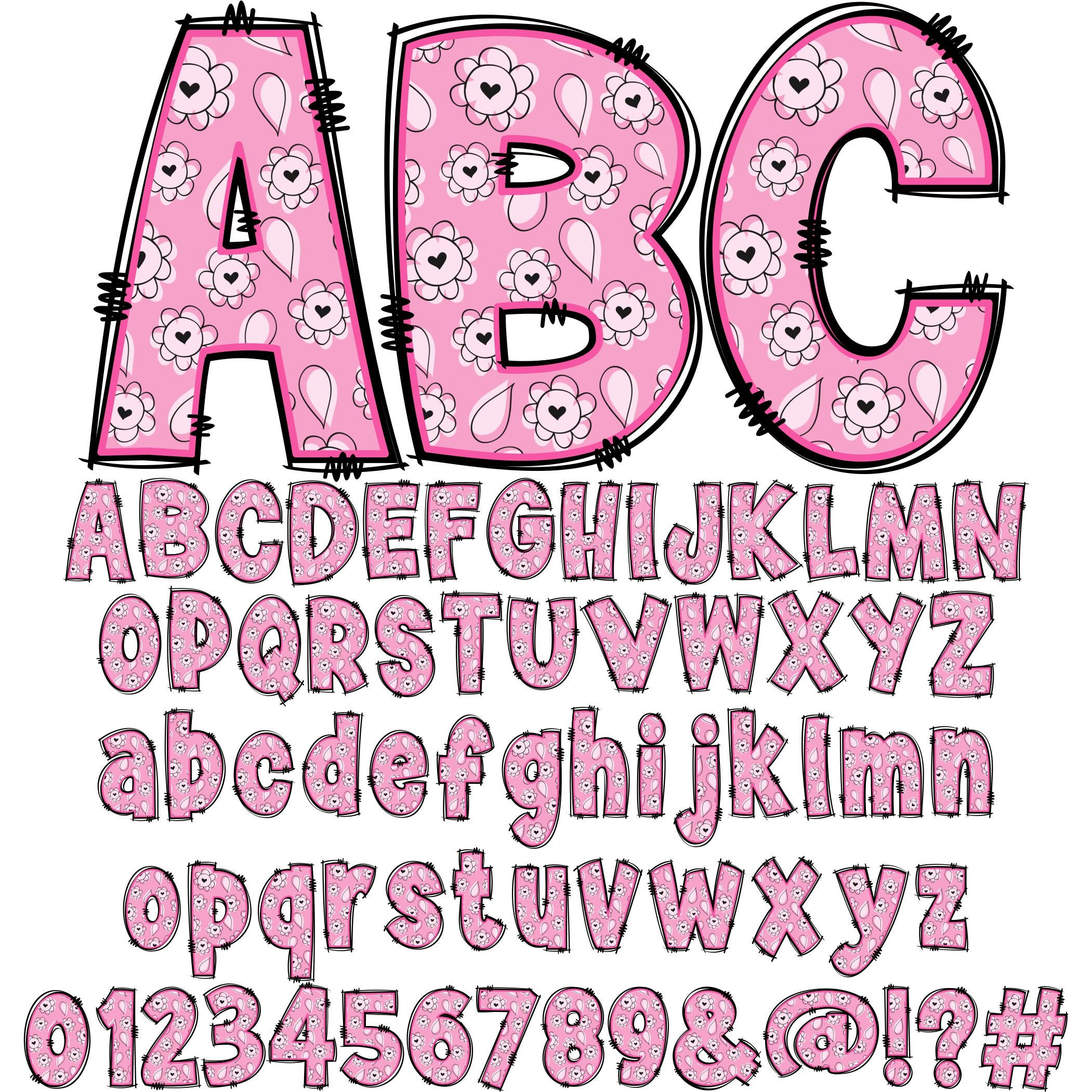 BUNDLE Spring Floral Alphabet PNG Doodle Alpha Doodle - Etsy
