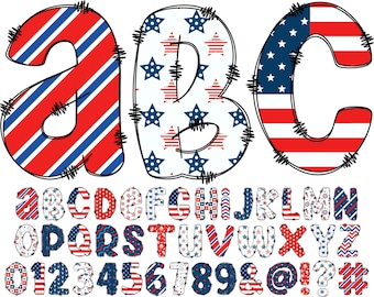 Red White Blue Alphabet | Etsy