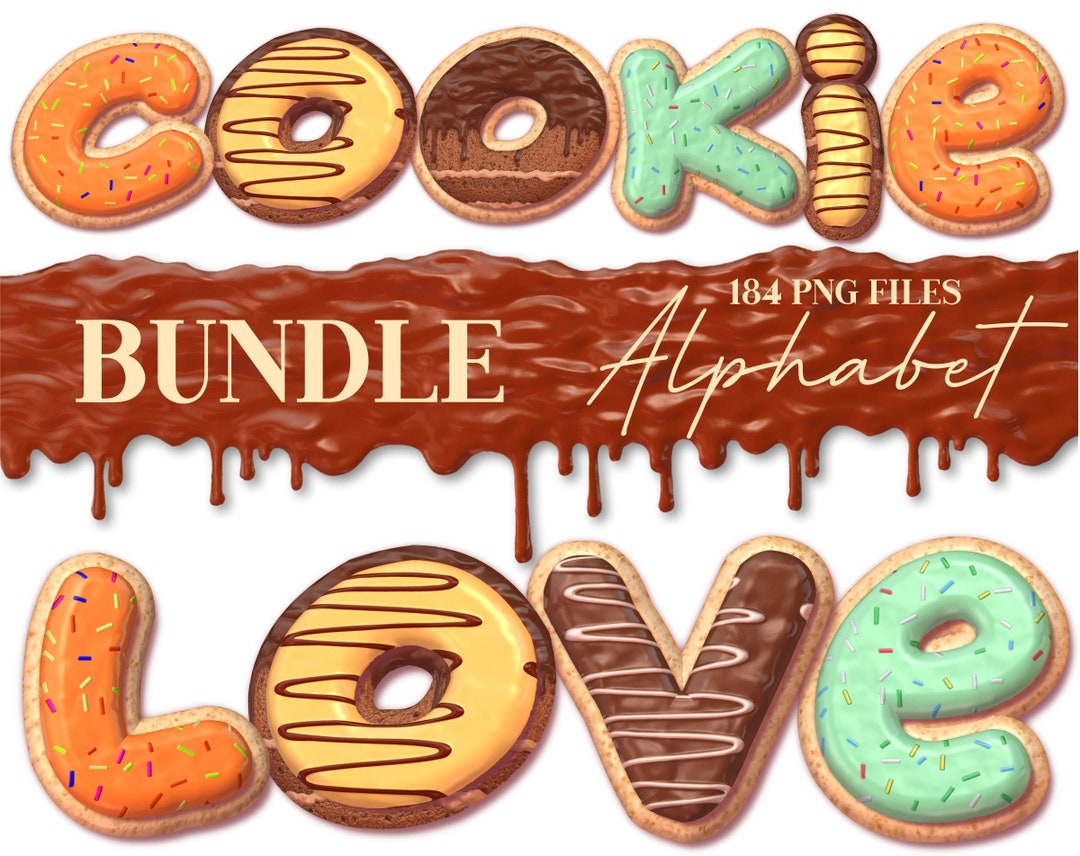 BUNDLE Cookie 3D Letters PNG, Cookies Alphabet, Candy Letters, Glazed ...