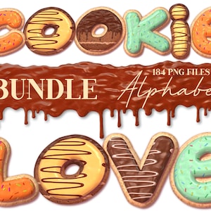 BUNDLE Cookie 3D Letters PNG, Cookies Alphabet, Candy Letters, Glazed ...