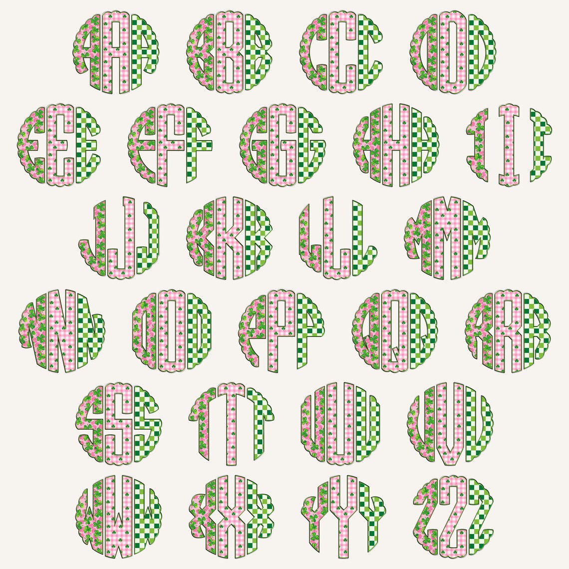 St Patrick's Day Monogram PNG, Shamrock, Doodle Irish, Paddy's Letters ...