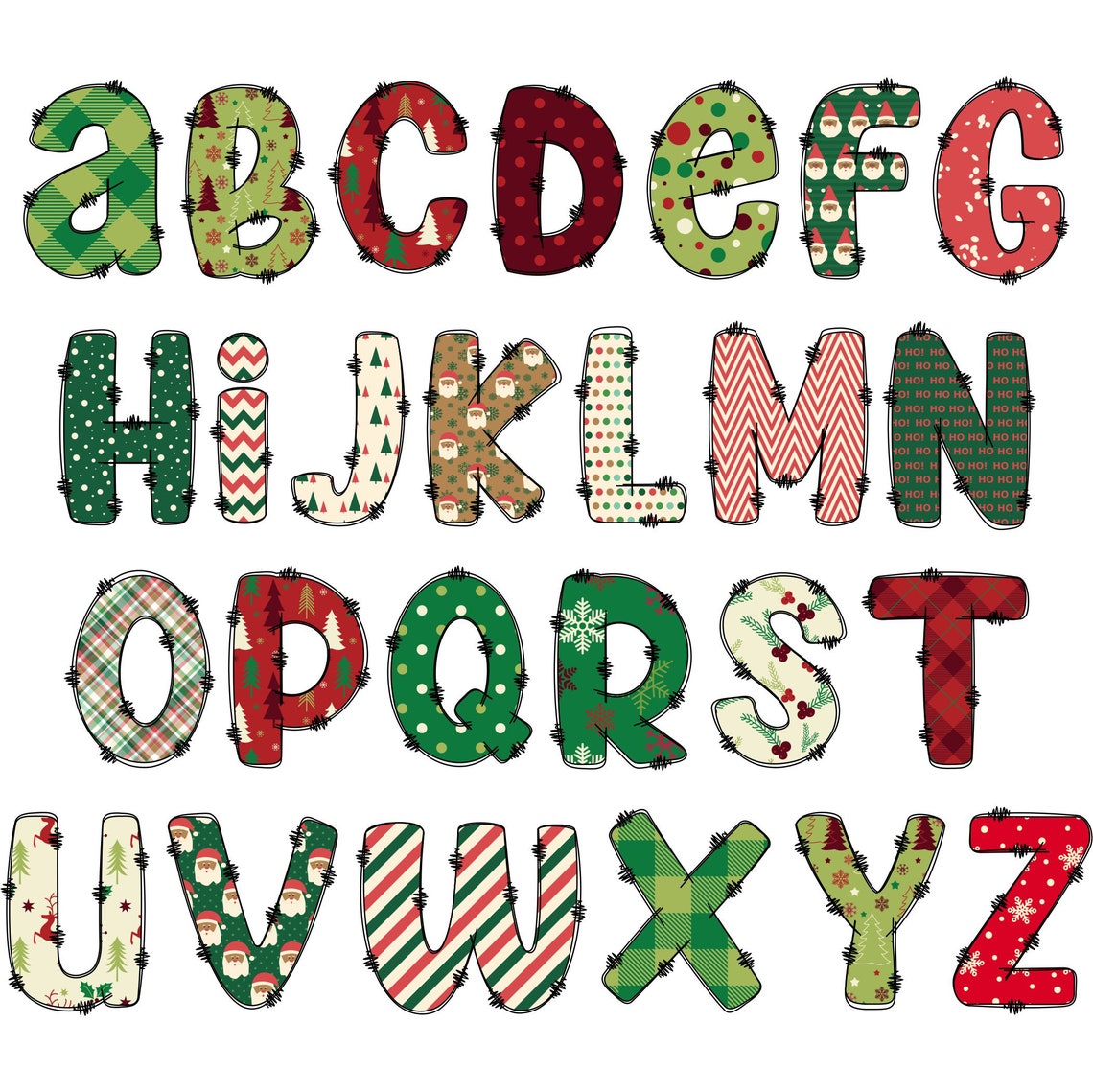 Christmas Clipart Alphabet PNG Wrapping Paper Alphabet Clip - Etsy