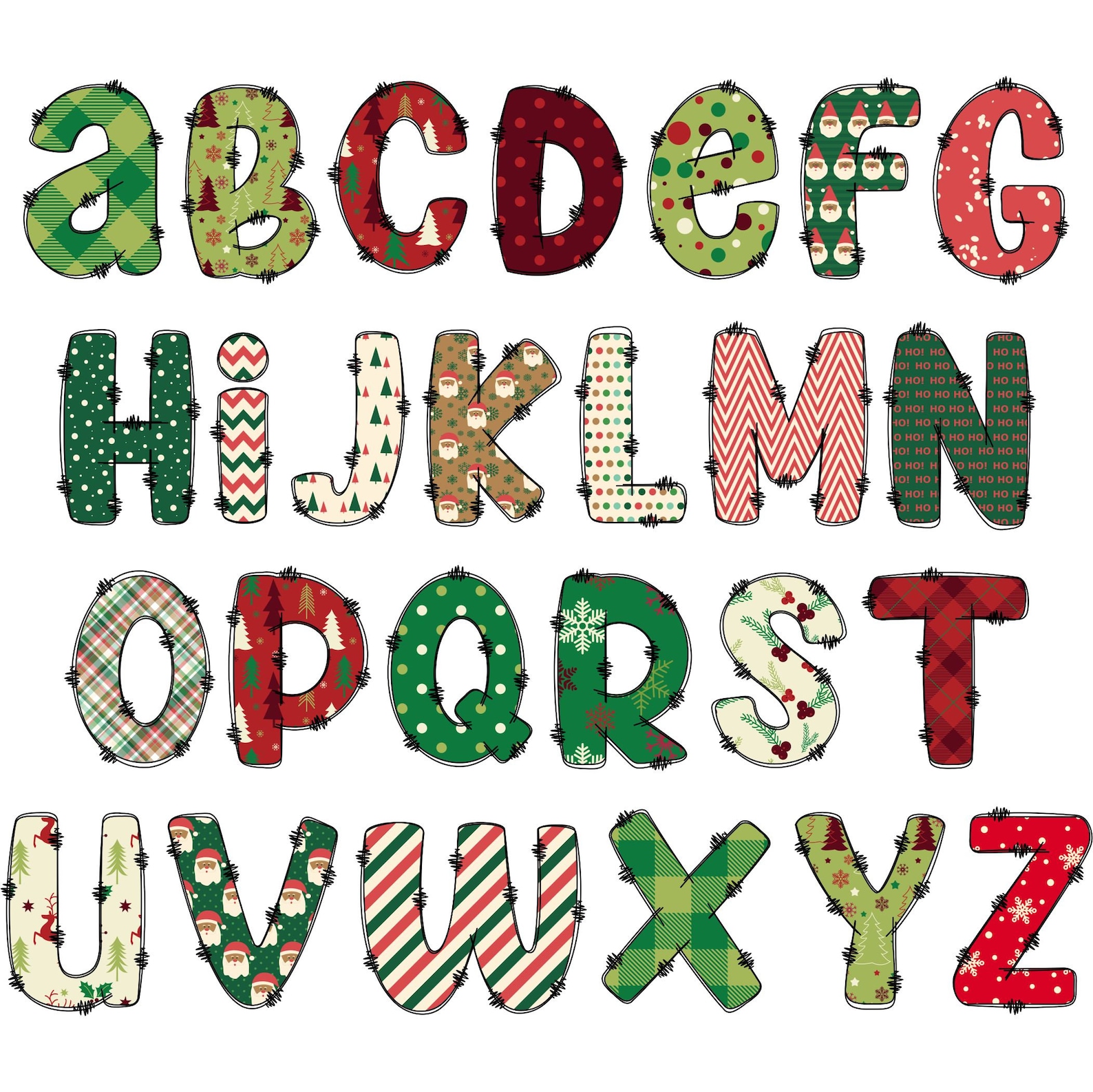 Christmas Clipart Alphabet PNG Wrapping Paper Alphabet Clip - Etsy