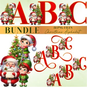BUNDLE Christmas Santa Alphabet PNG, Christmas Letters, Clip Art ...