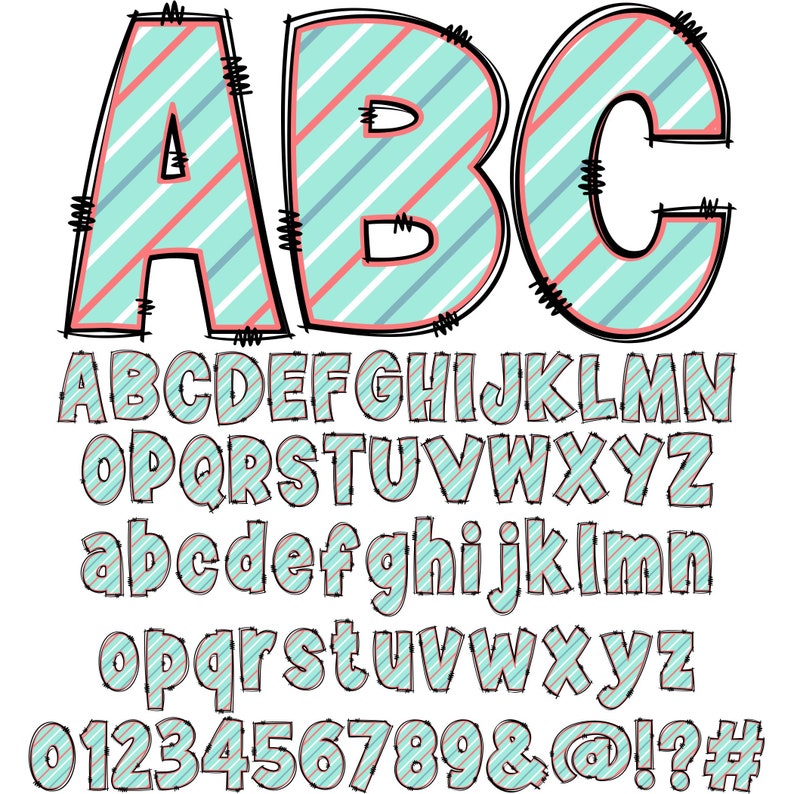 Stripes Letters & Numbers PNG Alpha Doodle PNG Letters - Etsy