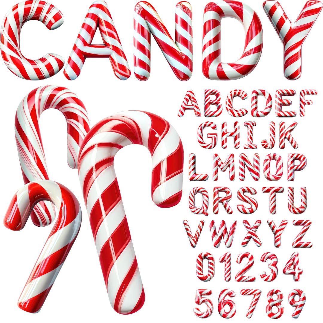 Candy Cane PNG Letters, Red White Candy Cane, Candy Cane Alphabet Clip ...