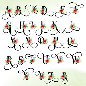 Watercolor Flowers Alphabet PNG, Tropical Floral Alphabet Clip Art ...