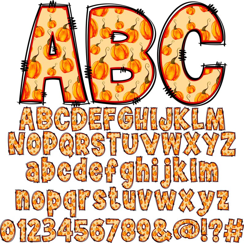Fall Autumn Letters & Numbers PNG Alpha Doodle PNG Letters - Etsy