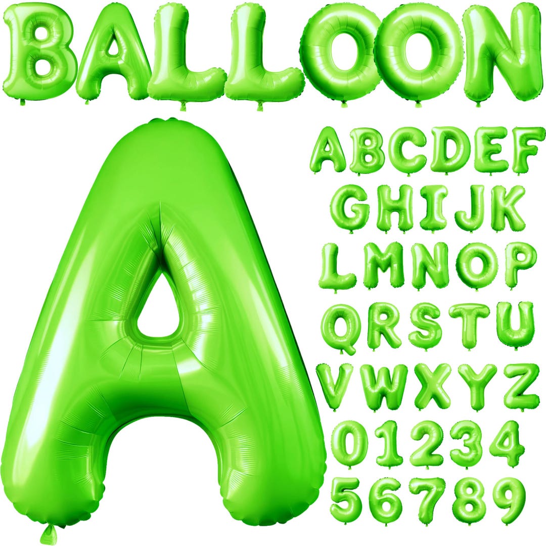 Lime Green Balloon PNG Letters, Transparent Background, Balloon ...