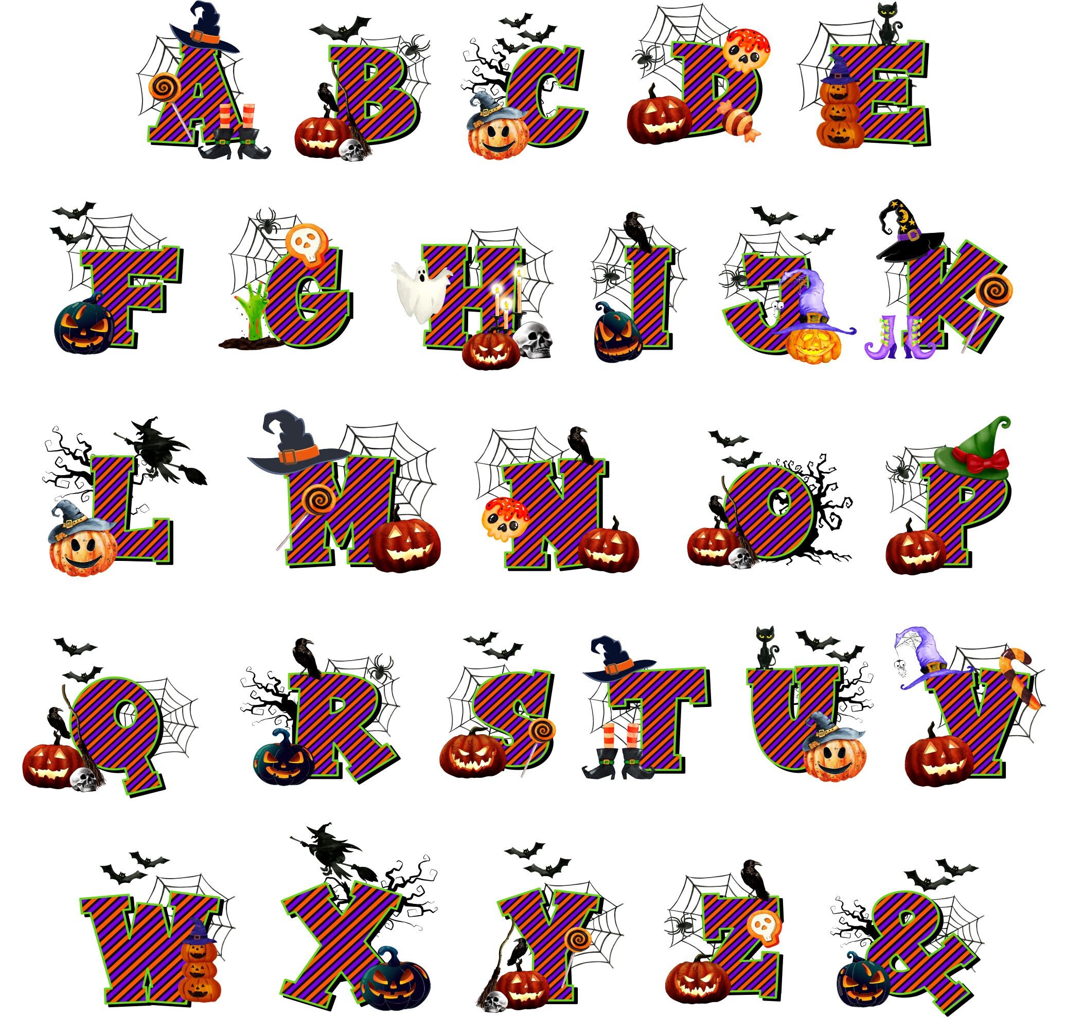 Halloween Clipart Alphabet PNG Watercolor Alphabet Clip Art - Etsy
