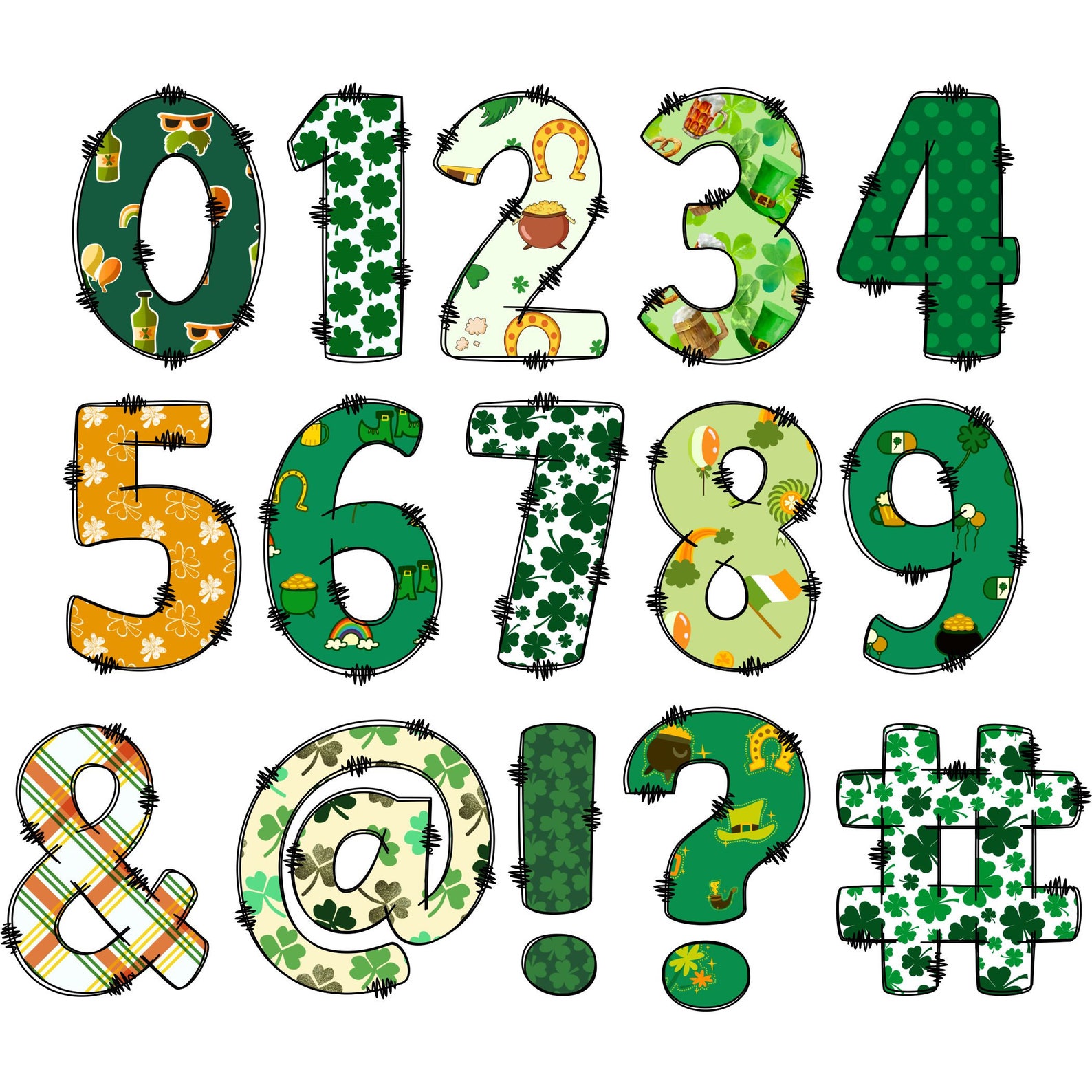 St Patrick's Day Letters PNG Shamrock Alphabet Clip Art | Etsy