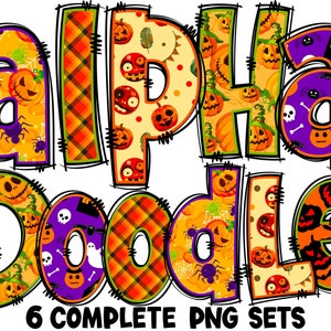 BUNDLE Halloween Alphabet PNG, Halloween Day, Alpha Doodle, Halloween ...
