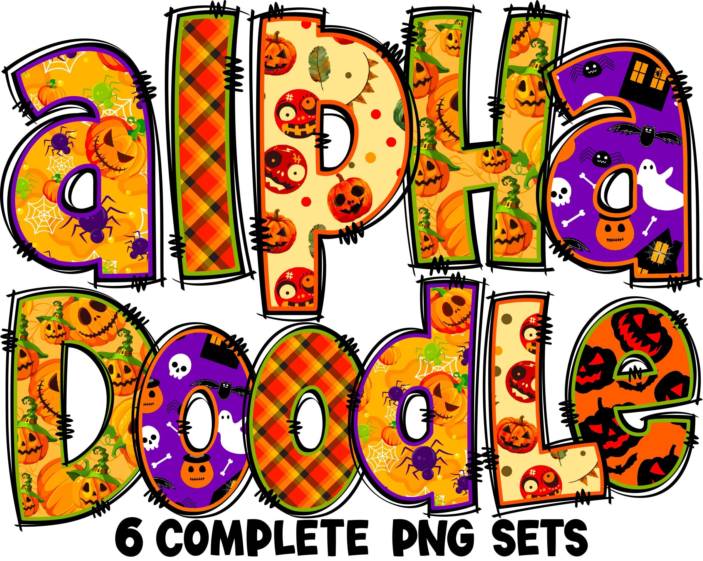 BUNDLE Halloween Alphabet PNG Halloween Day Alpha Doodle - Etsy