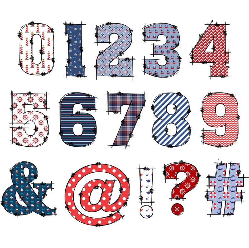 Nautical Alphabet PNG Doodle Alphabet Clip Art Transparent | Etsy