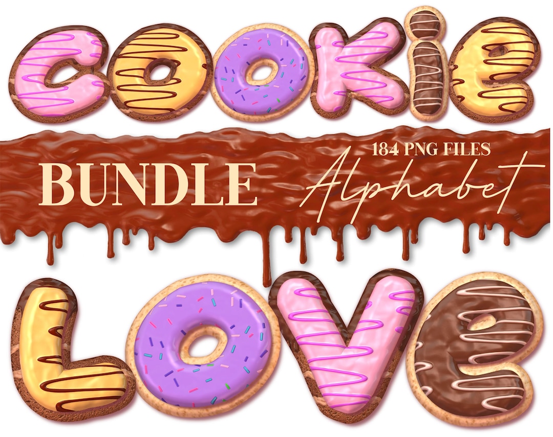 BUNDLE Cookie 3D Letters PNG, Cookies Alphabet, Candy Letters, Glazed ...