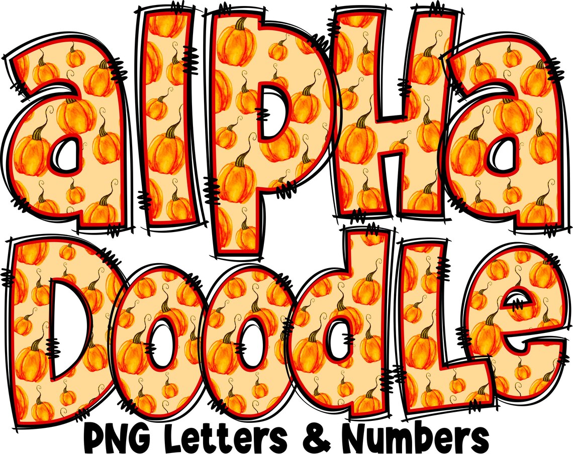 Fall Autumn Letters & Numbers PNG Alpha Doodle PNG Letters - Etsy