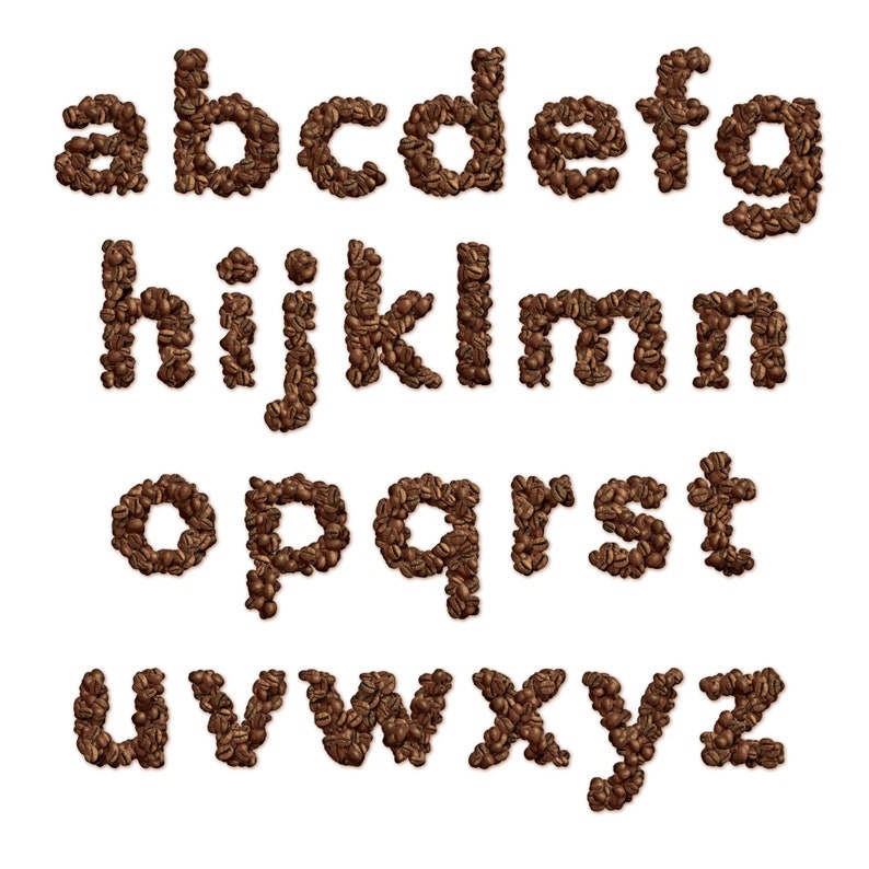 Coffee PNG Letters, Transparent Background, Coffee Bean Alphabet Clip ...