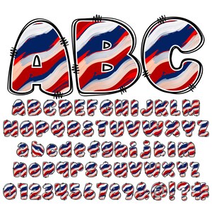 BUNDLE Patriotic Alphabet PNG, 4th of July, Independence Day, Chubby ...