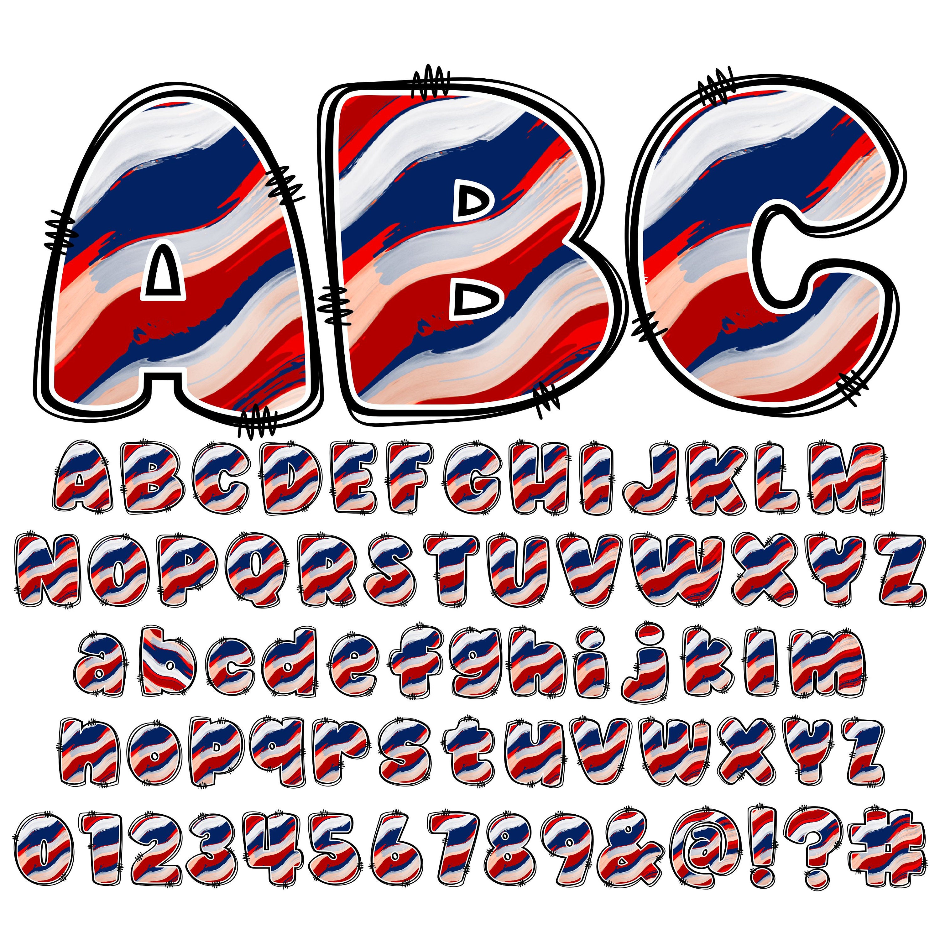 BUNDLE Patriotic Alphabet PNG 4th of July Independence Day - Etsy