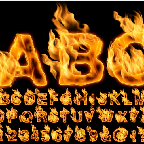 Fire PNG Letters Transparent Background Flame Alphabet Clip - Etsy