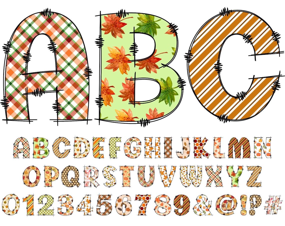 Autumn Fall Clipart Alphabet PNG Watercolor Alphabet Clip - Etsy