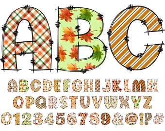Fall Autumn Clipart Alphabet PNG Watercolor Alphabet Clip | Etsy