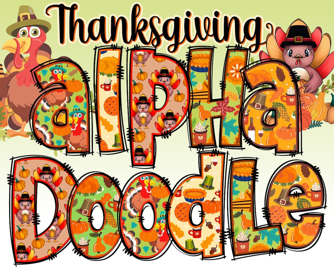Thanksgiving Alphabet PNG Happy Thanksgiving Thanksgiving - Etsy