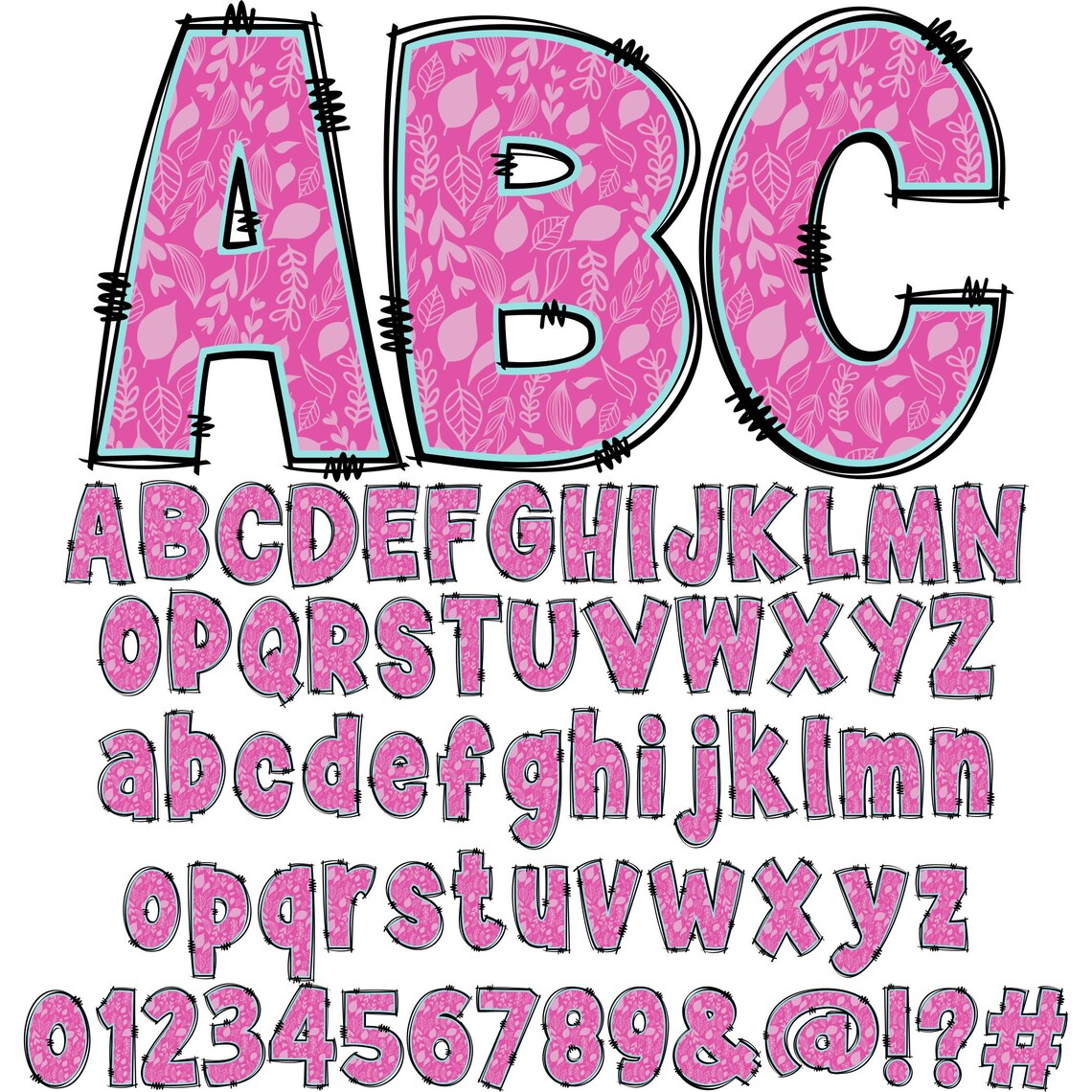 BUNDLE Spring Floral Alphabet PNG Doodle Alpha Doodle - Etsy