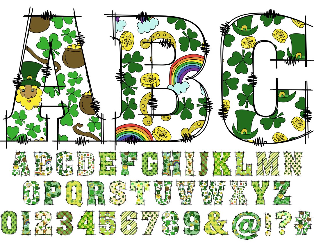 St Patrick's Day Letters PNG, Shamrock Alphabet Clip Art, St Paddy's ...
