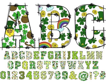St Patrick's Day Letters PNG Shamrock Alphabet Clip Art | Etsy