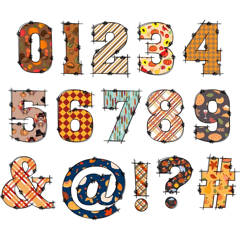 Thanksgiving Clipart Alphabet PNG Doodle Alphabet Clip Art - Etsy