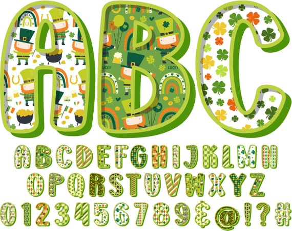 St Patrick's Day Letters PNG Shamrock Alphabet Clip Art - Etsy