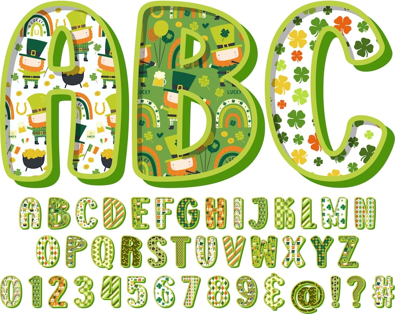 St Patrick's Day Letters PNG Shamrock Alphabet Clip Art | Etsy