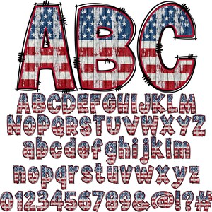 Patriotic Vintage Doodle Letters PNG, 4th of July, Independence Day ...