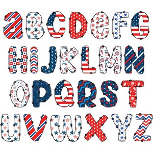 Patriotic Doodle Letters Alphabet PNG, 4th of July, Independence Day ...