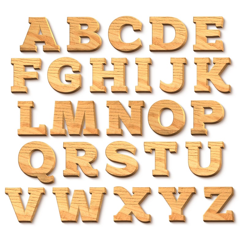 3D Wood PNG Letters, Transparent Background, Wooden Alphabet Clip Art ...