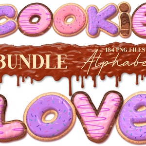 BUNDLE Cookie 3D Letters PNG, Cookies Alphabet, Candy Letters, Glazed ...