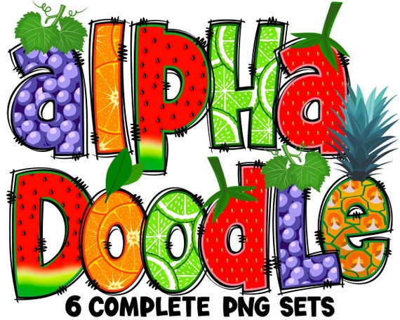 BUNDLE Fruit Alphabet PNG Fruit Letters Fruit Doodle Alpha - Etsy