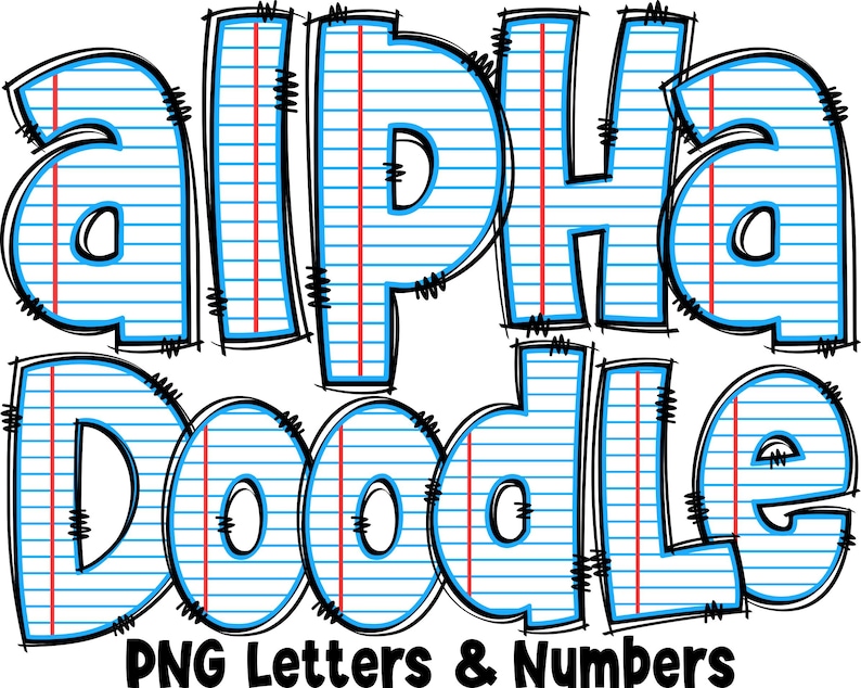 School Letters & Numbers PNG, Alpha Doodle, PNG Letters, Doodle Letters ...