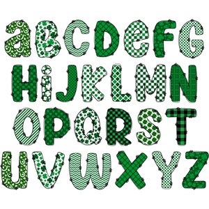 St Patrick's Day Letters PNG, Shamrock Alphabet Clip Art, Doodle Irish ...