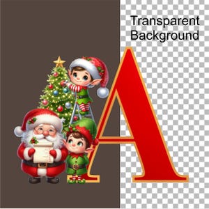 BUNDLE Christmas Santa Alphabet PNG, Christmas Letters, Clip Art ...