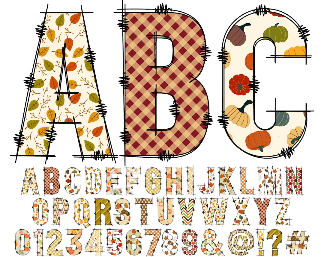 Autumn Fall Clipart Alphabet PNG, Doodle Alphabet, Transparent PNG ...
