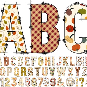 Autumn Fall Clipart Alphabet PNG, Doodle Alphabet, Transparent PNG ...
