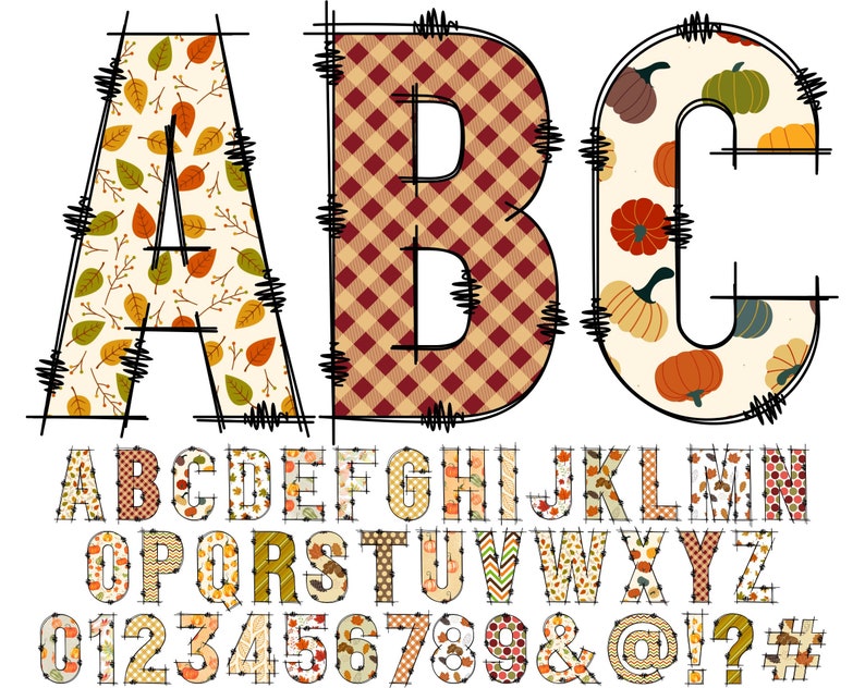 Autumn Fall Clipart Alphabet PNG Doodle Alphabet Clip Art - Etsy