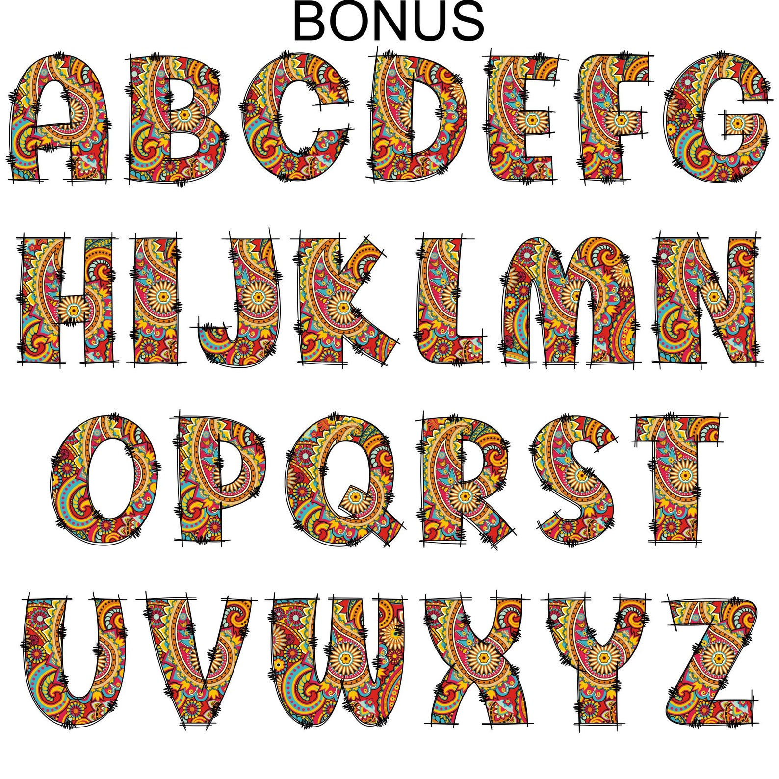 Mandala Floral Alphabet PNG Doodle Alpha PNG Doodle - Etsy