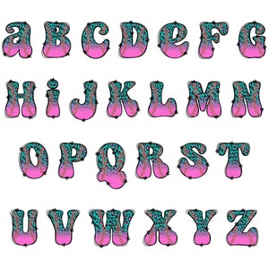 Baseball Letters PNG Leopard, Doodle Alpha, Pink Turquoise, Stitching ...