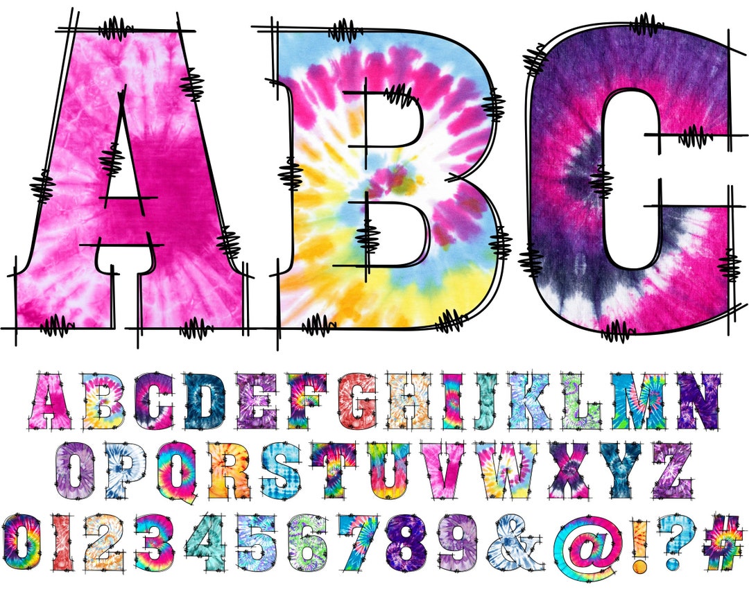 Tie Dye Alphabet PNG Doodle Alphabet Clip Art Transparent - Etsy