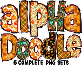 Fall Alphabet Doodle PNG Autumn Alphabet Thanksgiving Alpha - Etsy