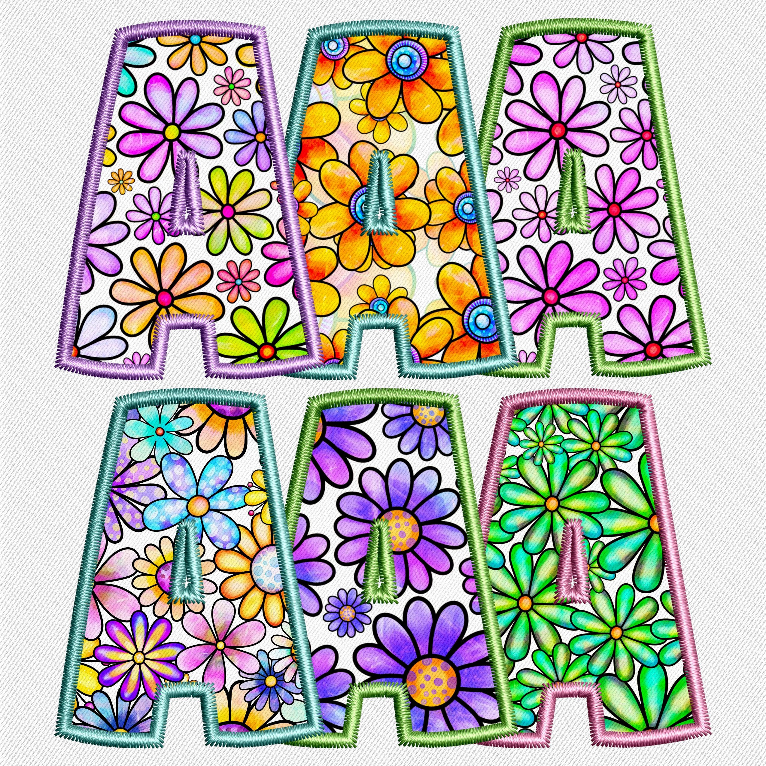 Spring Faux Embroidery PNG, Spring, Faux Stitch, Floral Letters ...